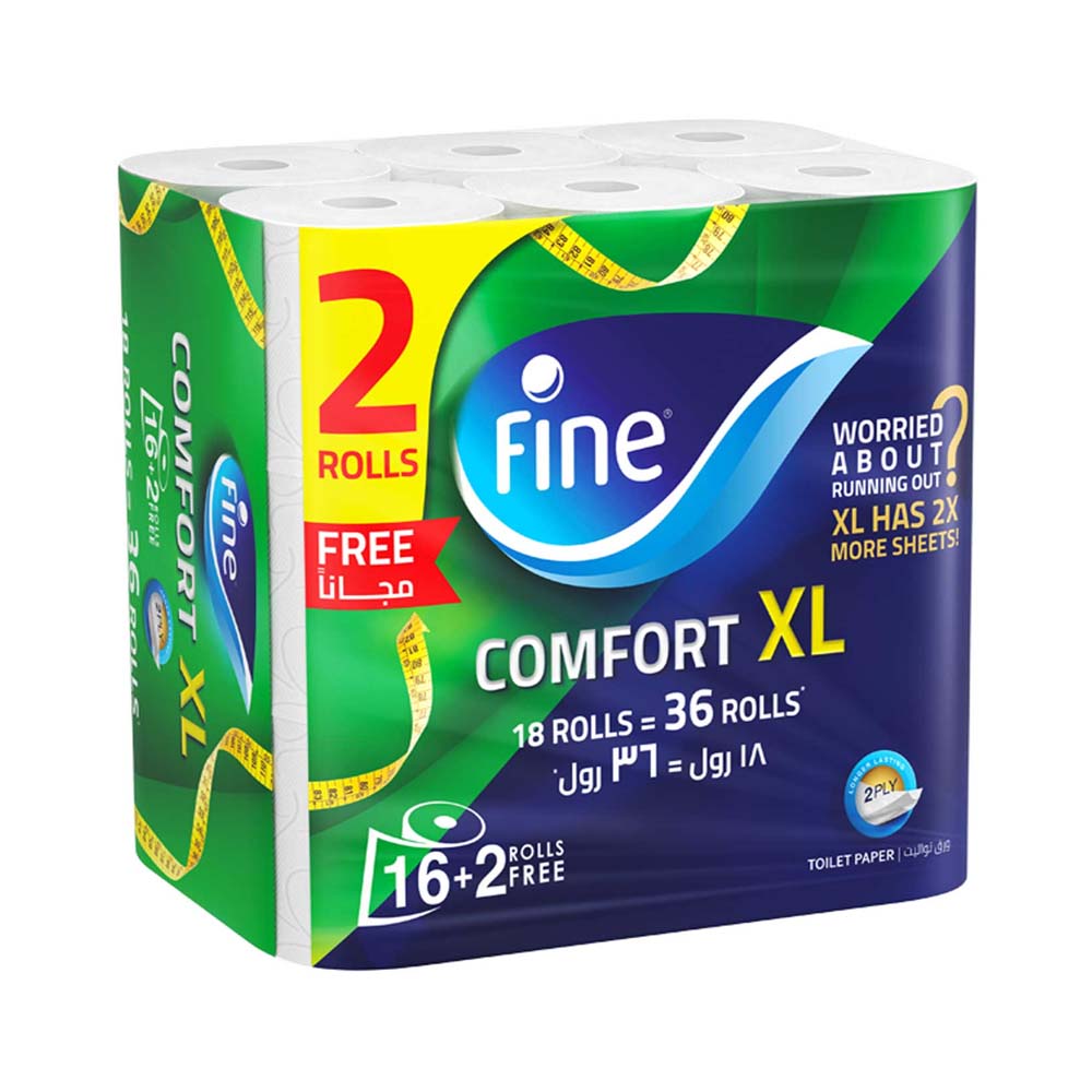 Fine Toilet Extra Long Paper 18Roll | Rawabi Hypermarket